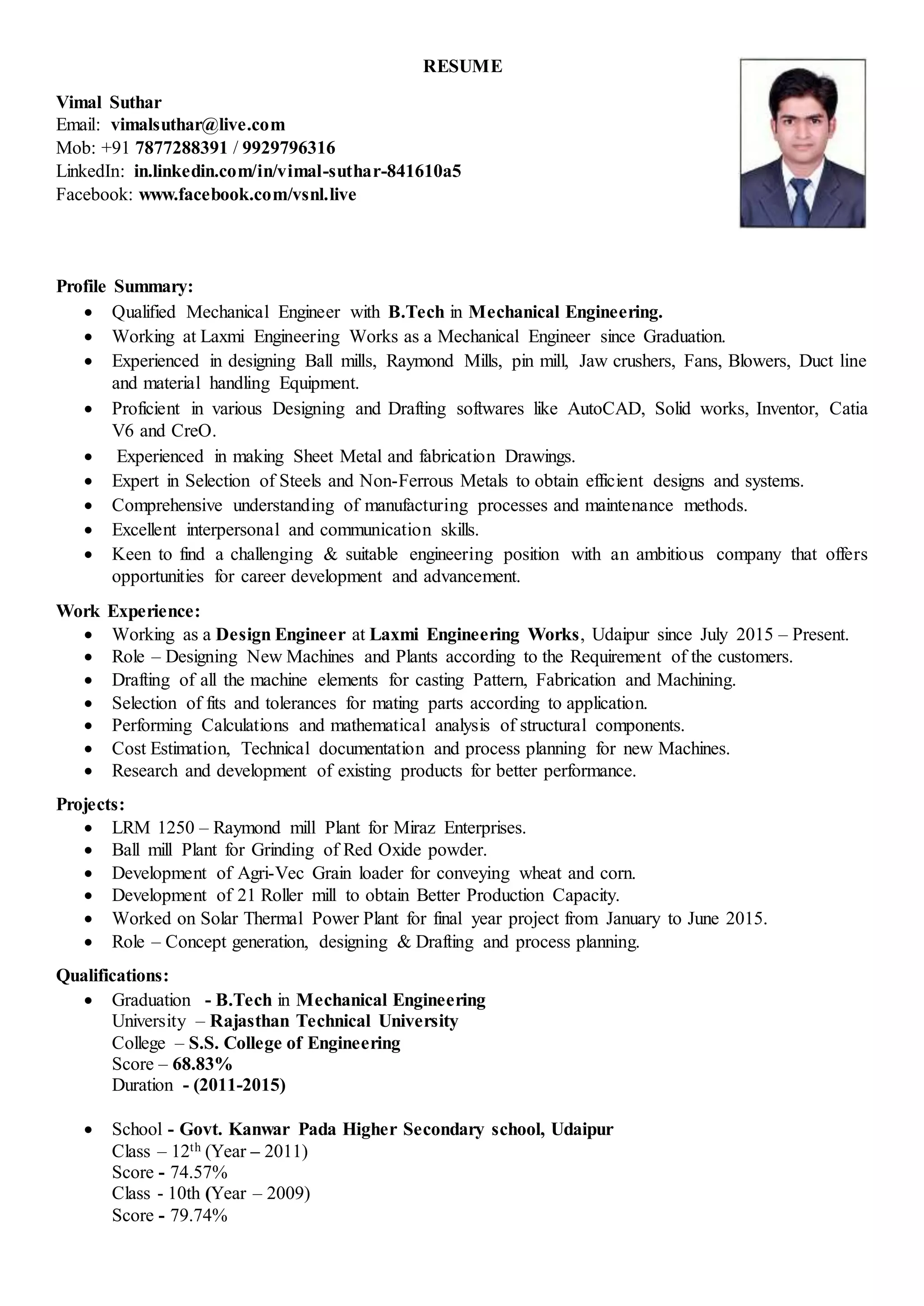 Resume of Vimal 4.1 | DOCX | Civil Engineering Industry | Industries