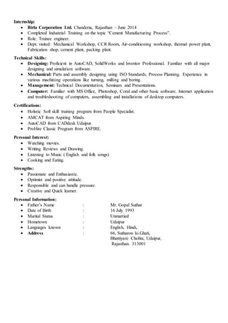 Resume of Vimal 4.1 | DOCX | Civil Engineering Industry | Industries
