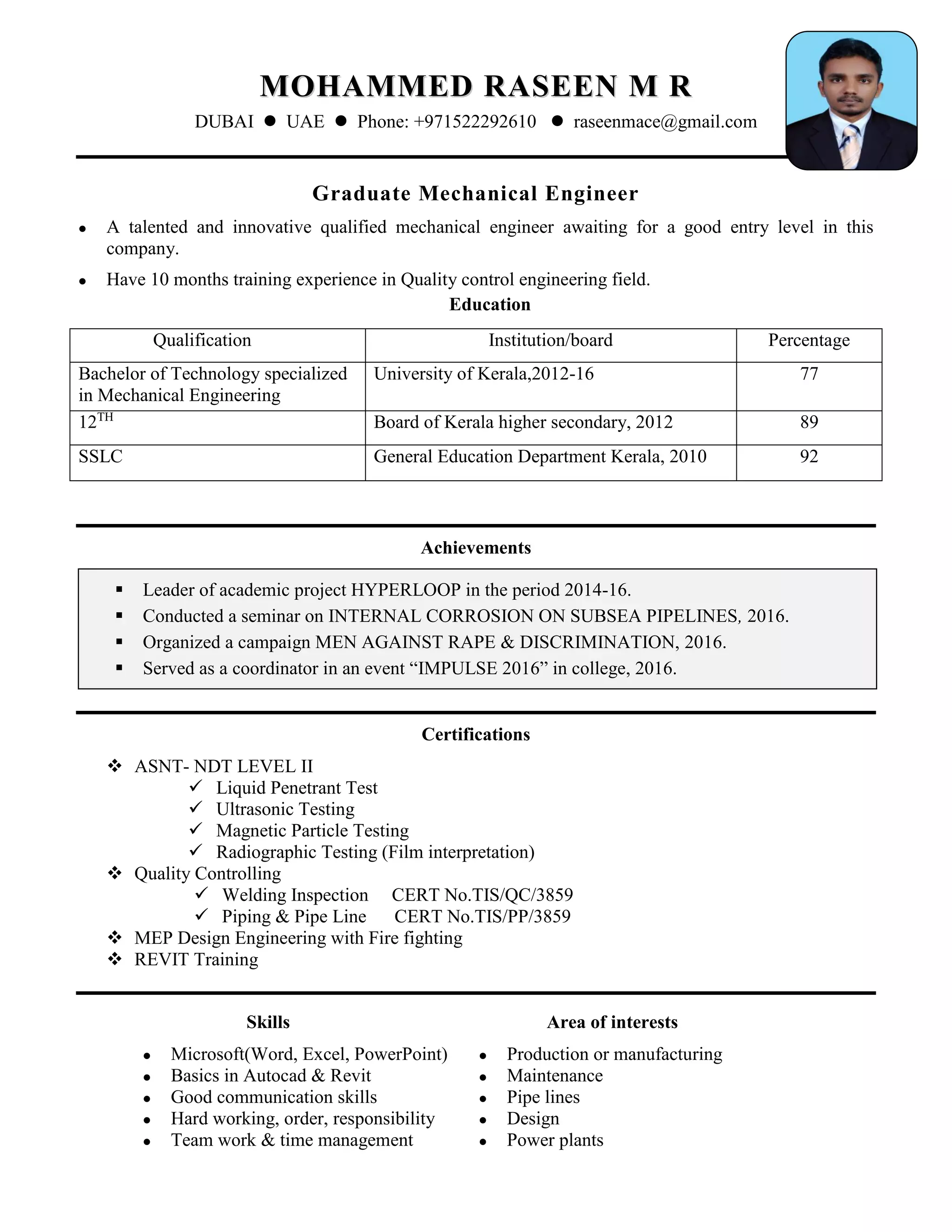 mohammed raseen cv | PDF