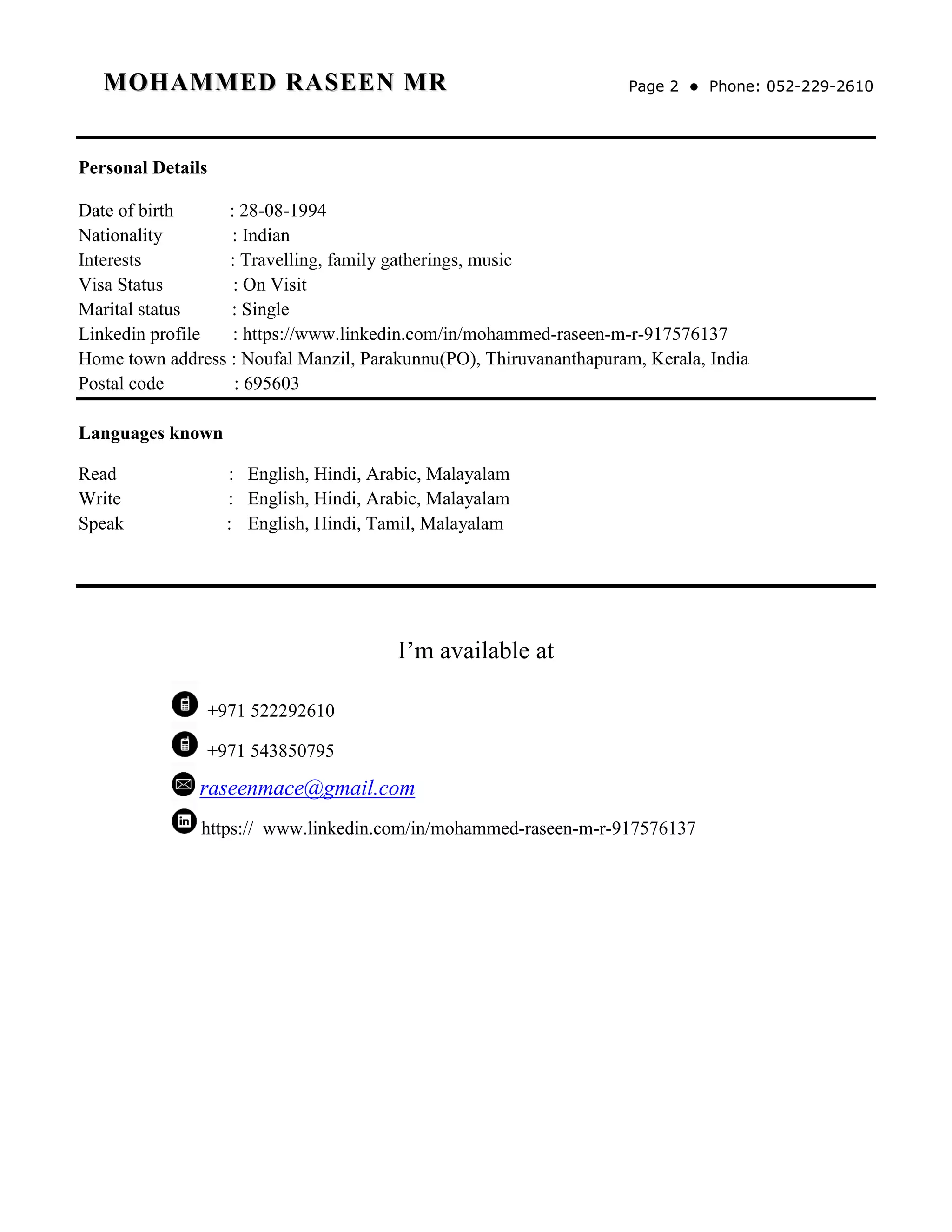 mohammed raseen cv | PDF
