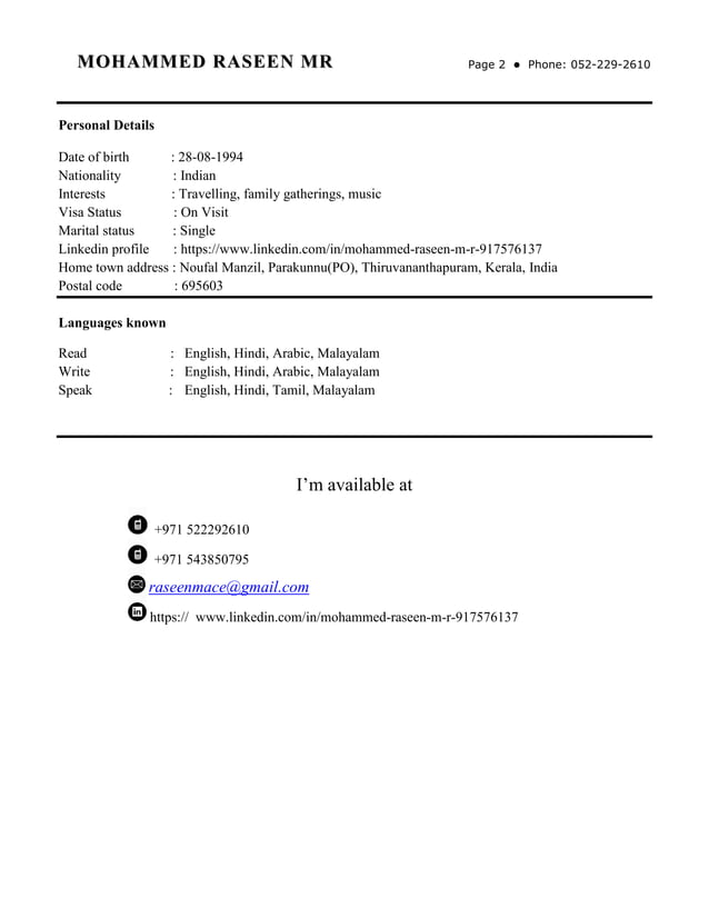 mohammed raseen cv | PDF