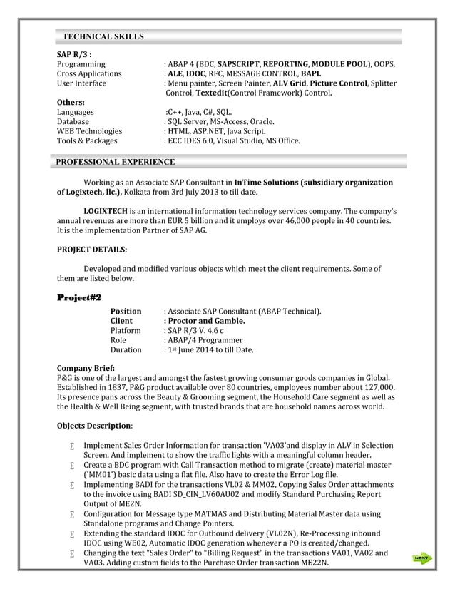 Anjan SAP ABAP Resume with PAN Card | PDF