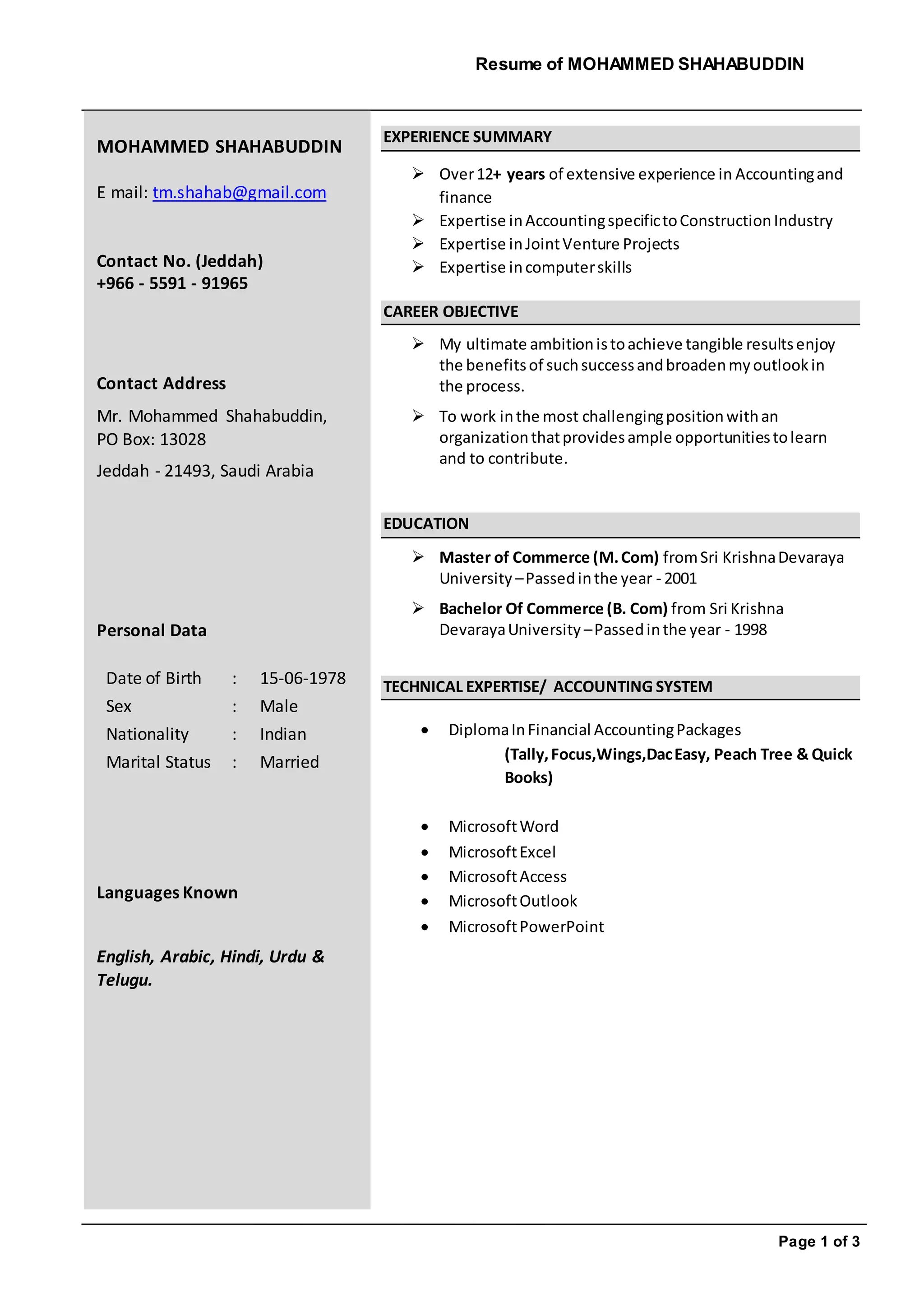 resume shahab | DOCX
