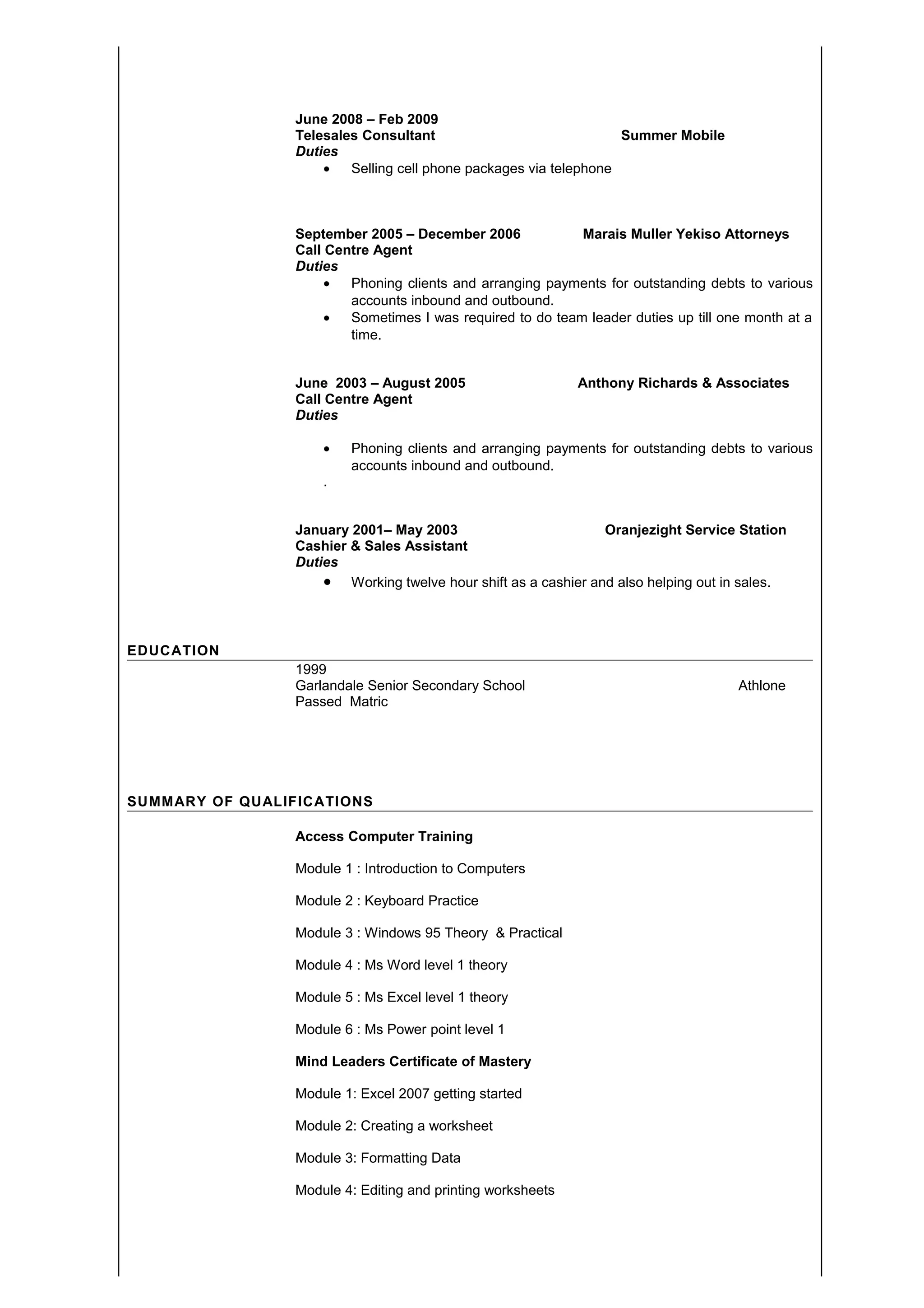 Roshanda's CV | DOC
