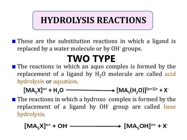 Acid Base Hydrolysis in Octahedral Complexes | PPTX | Chemistry | Science
