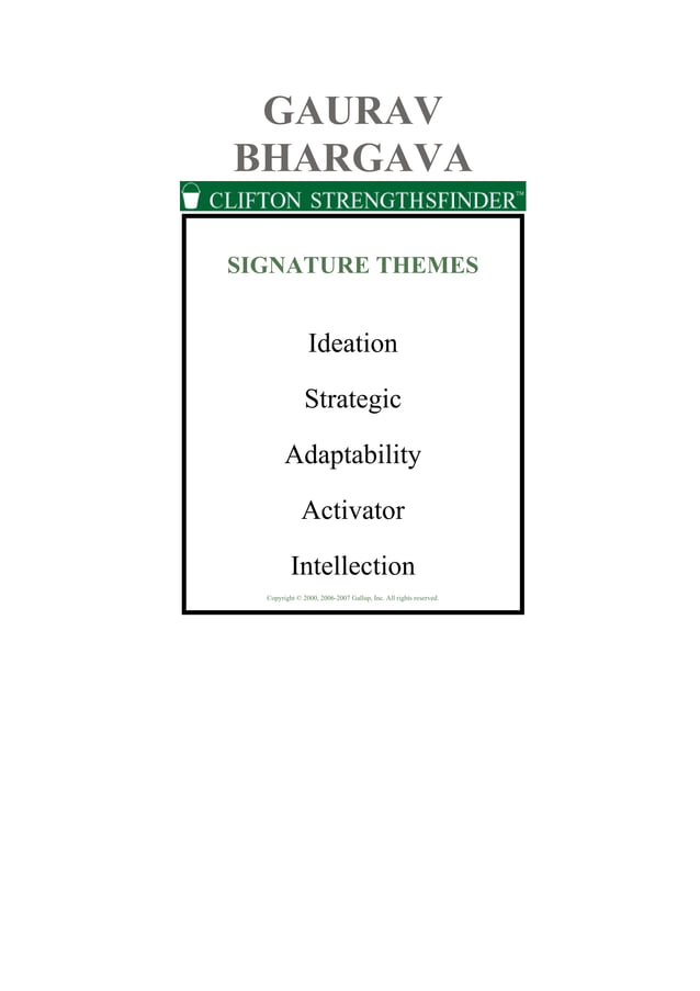Gallup Strengths Gaurav | PDF