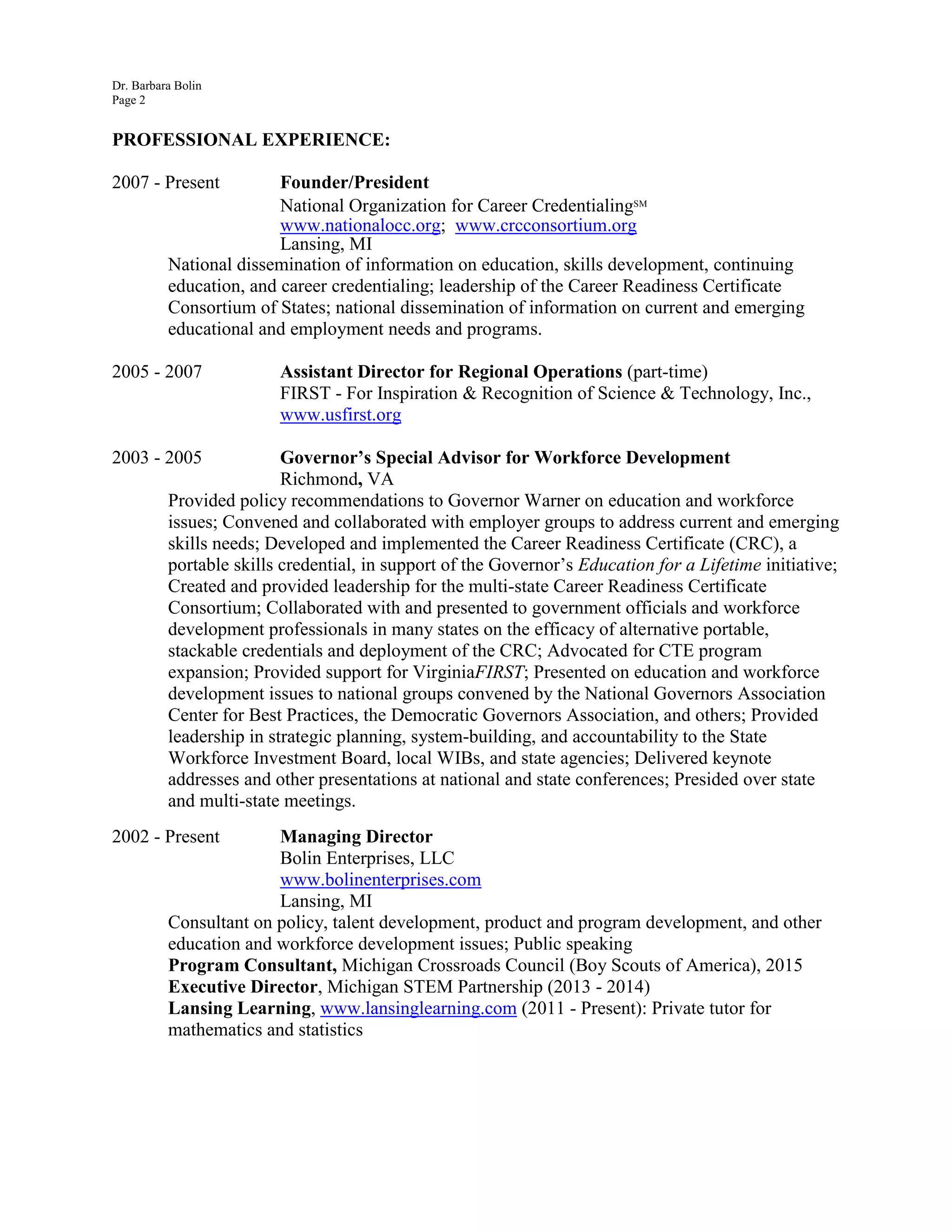 Bolin Resume 5-16-15 | PDF