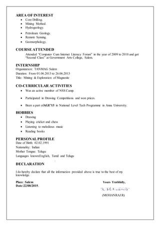 mohan cv pdf | DOCX
