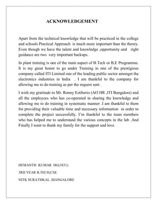 ITI REPORT HEMANTH | PDF