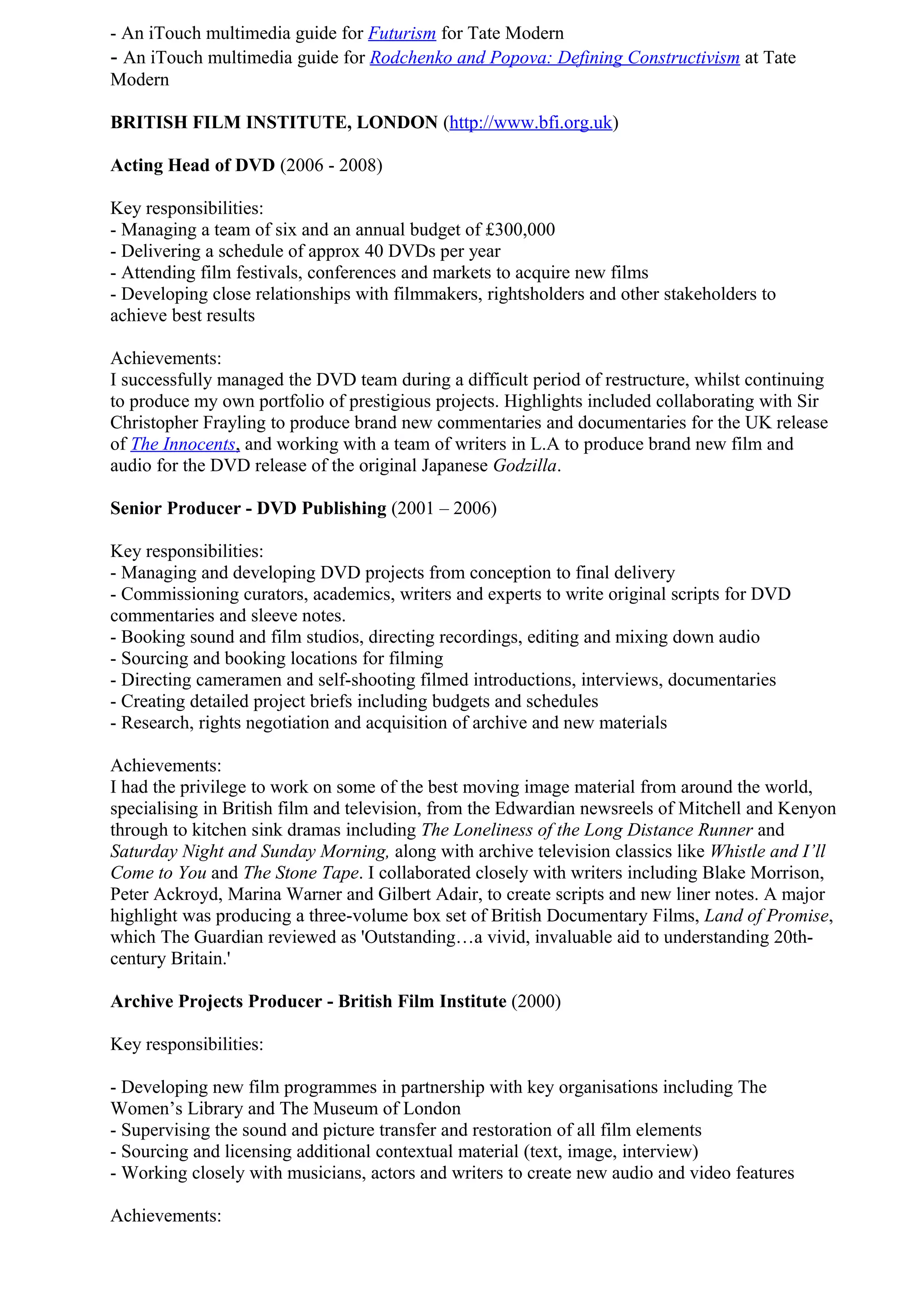 Caroline Millar CV 2016 | DOC