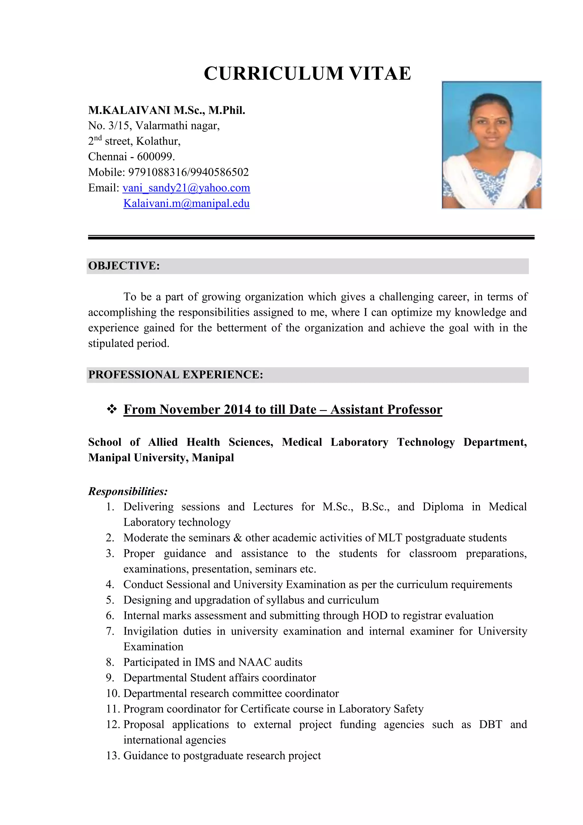 CV-kalaivani | PDF