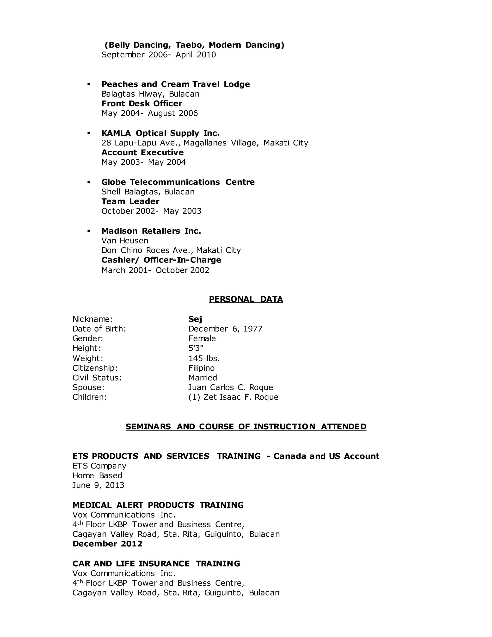 Jessie F. Roque Updated Resume 07142015 | DOCX | Business Utilities | Business