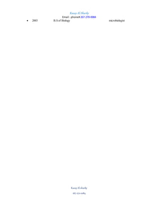 kusay's resume.. | DOCX | Medical Health