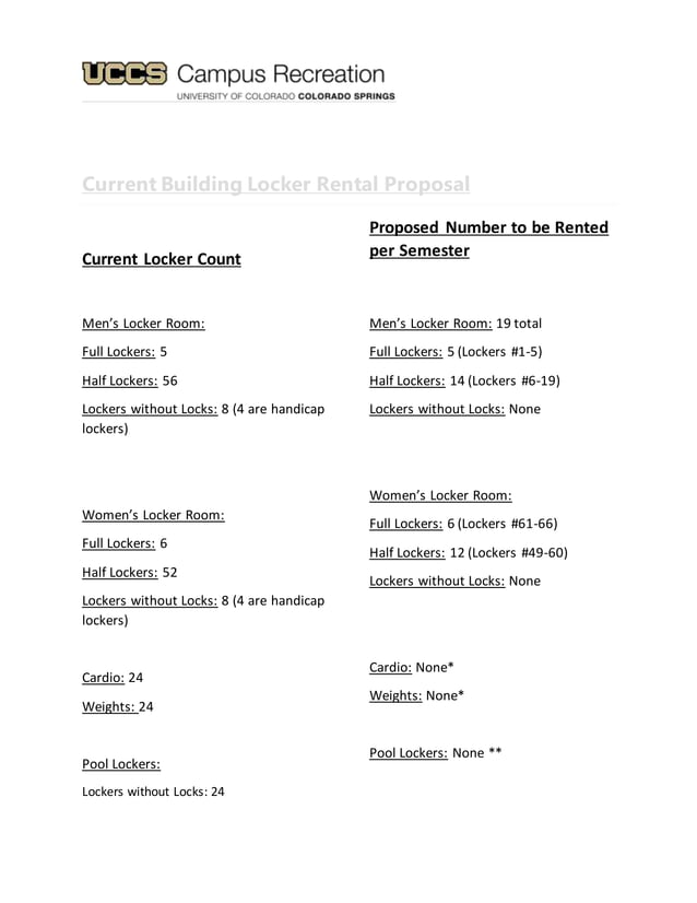 Locker Rental Proposal Finished | PDF
