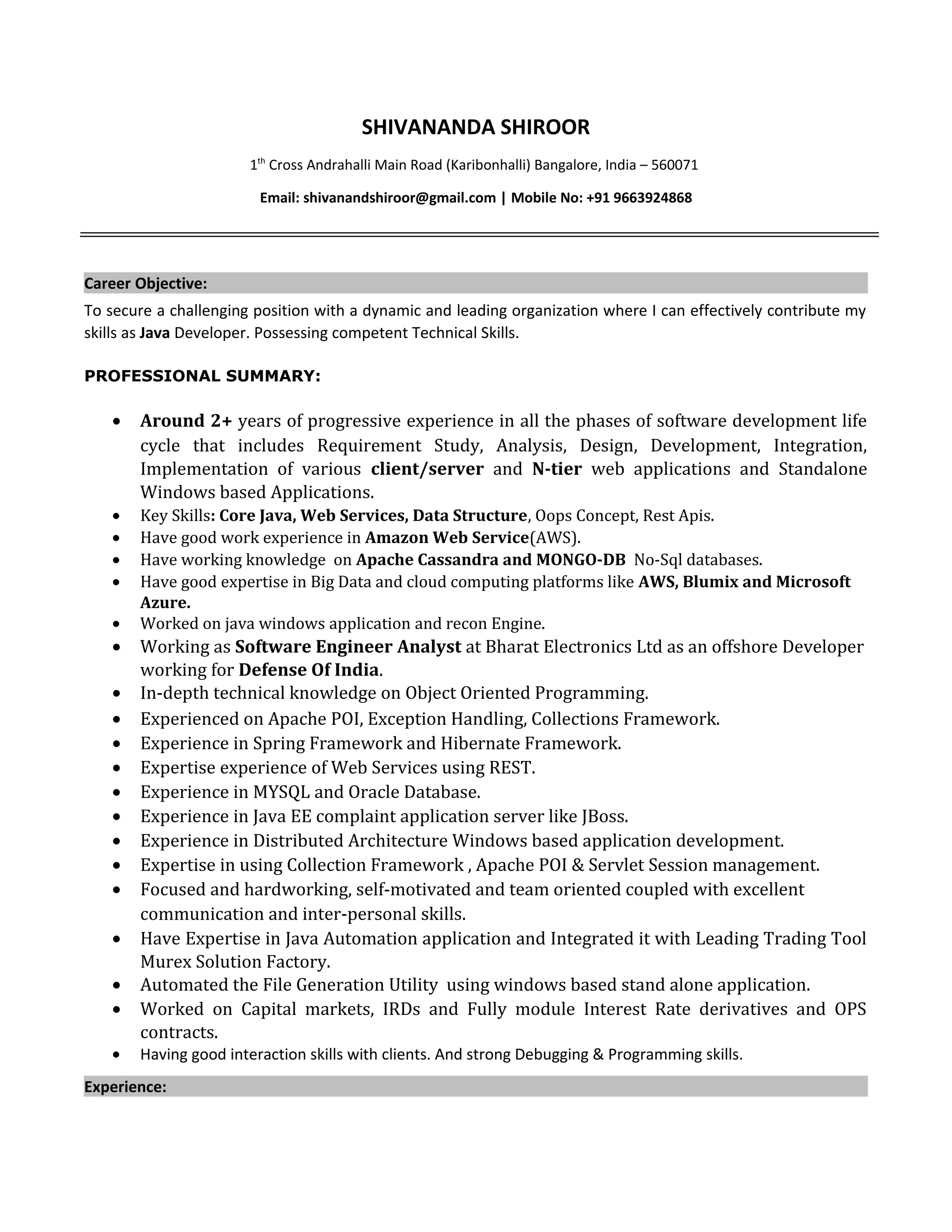 Resume_Shivananda | DOC