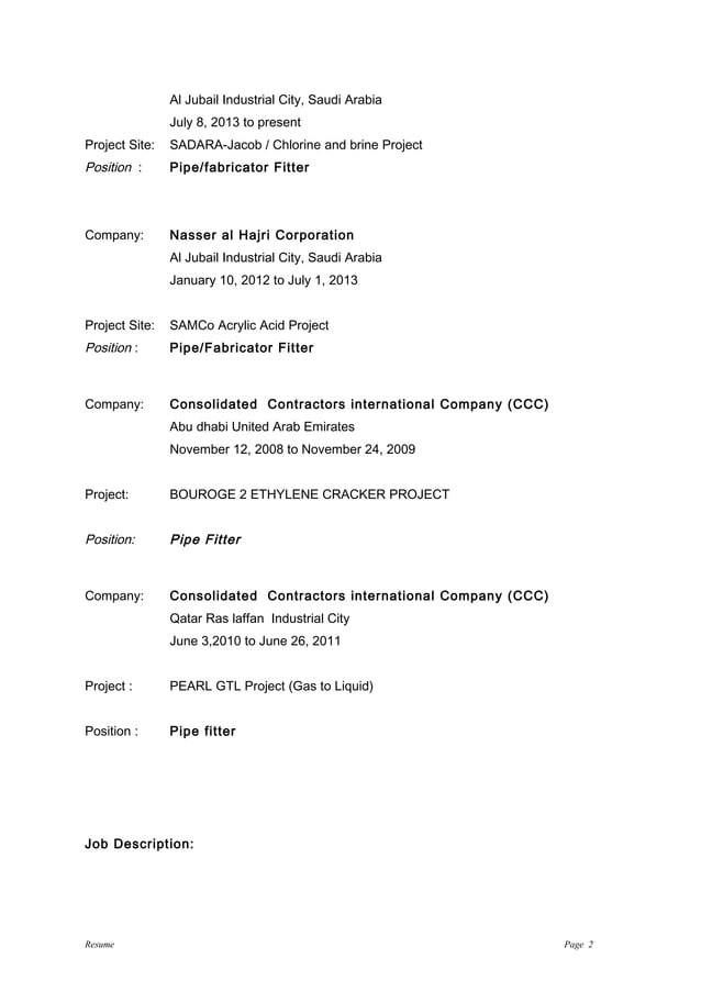 Resume of Resfer-1(4) | DOC | Business and Finance