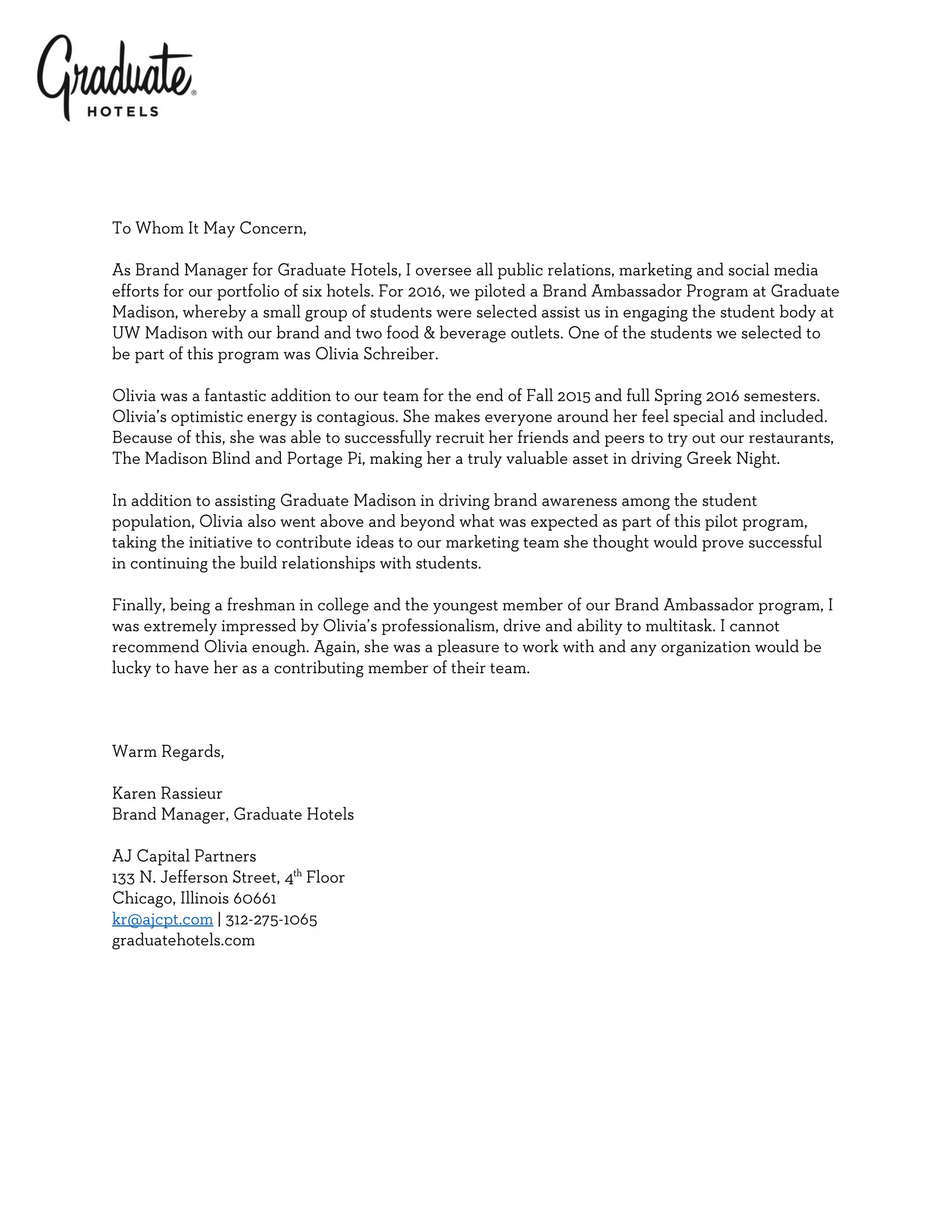 Graduate Recommendation Letter - Liv | PDF