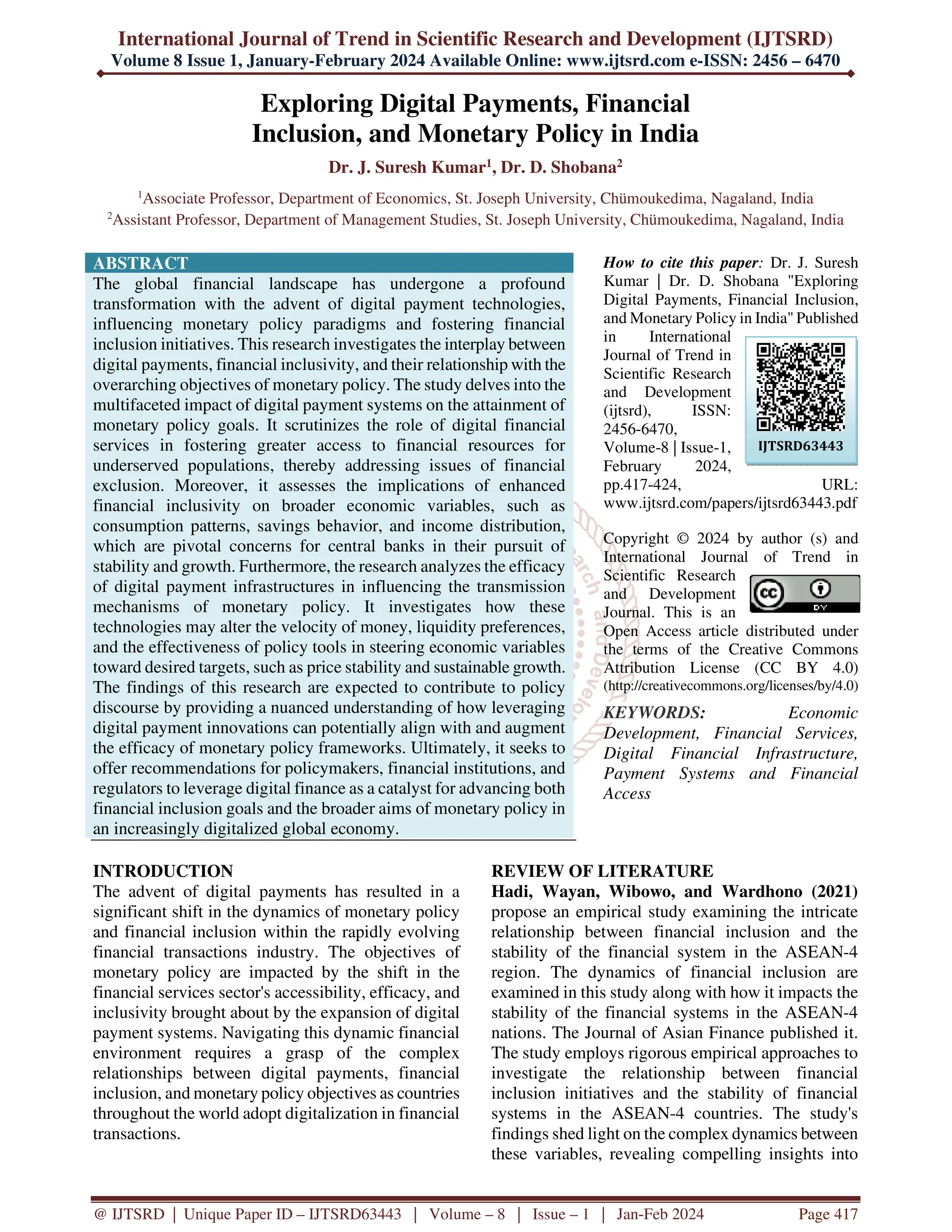 Exploring Digital Payments, Financial Inclusion, and Monetary Policy in India | PDF