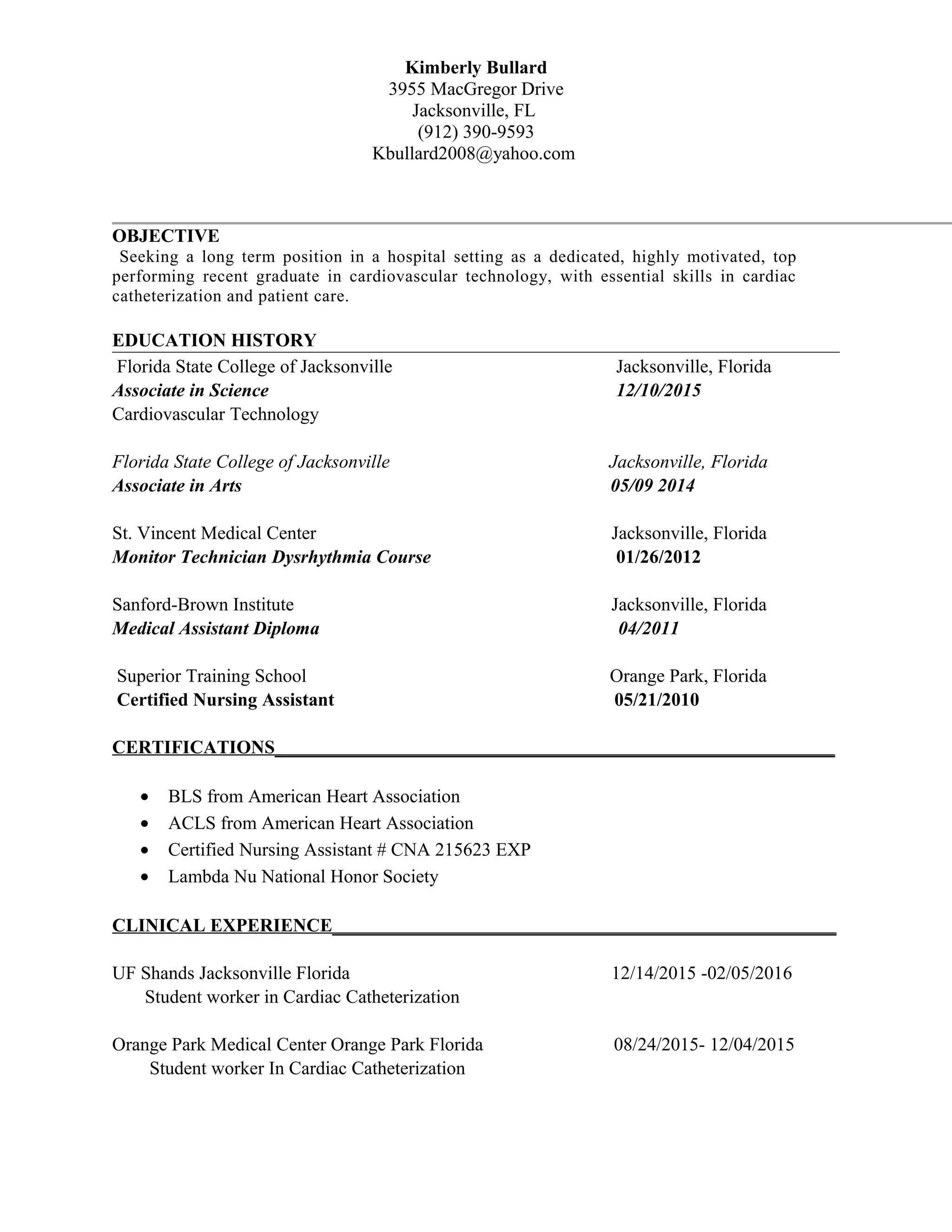 Kimberly Bullard Resume Final resume | DOC