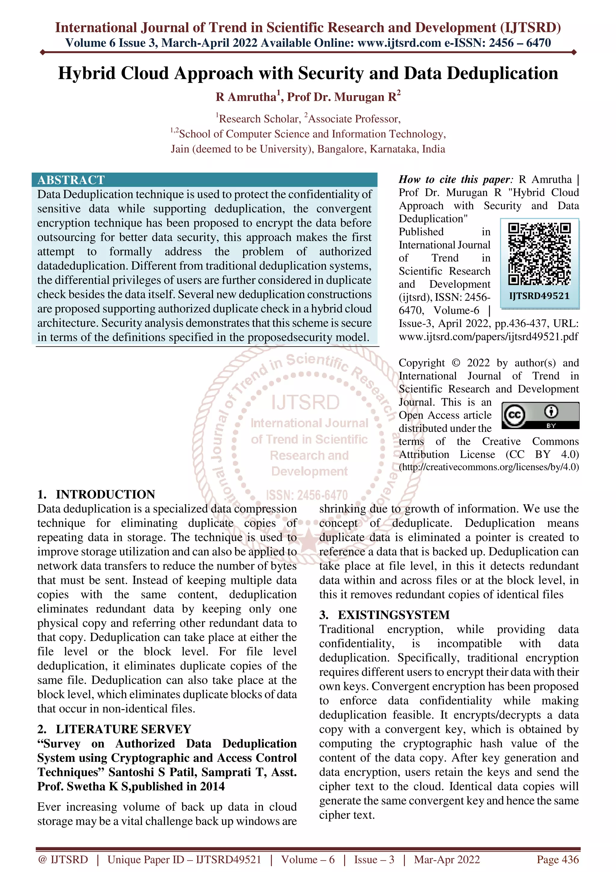 Hybrid Cloud Approach with Security and Data Deduplication | PDF