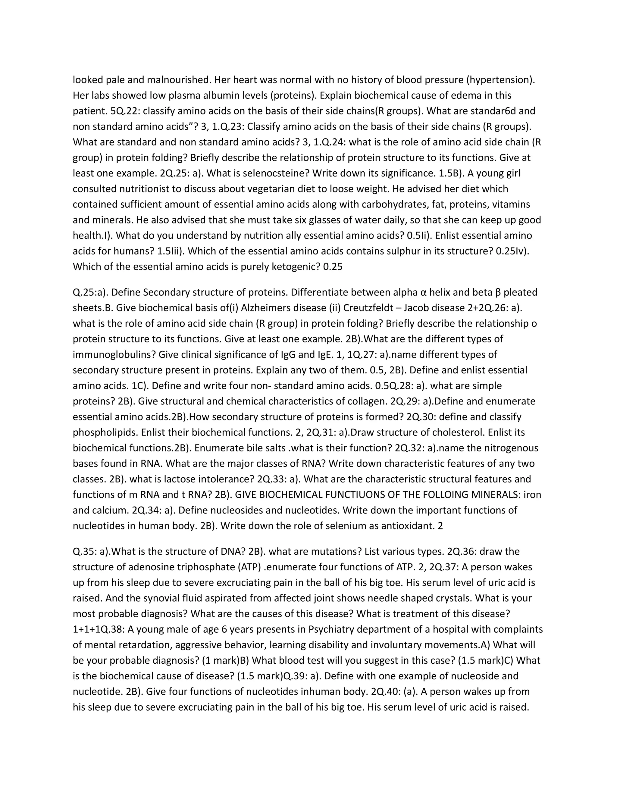 70 important se qs of biochemistry for 1 st year | RTF