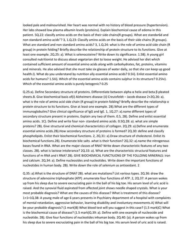 70 important se qs of biochemistry for 1 st year | RTF