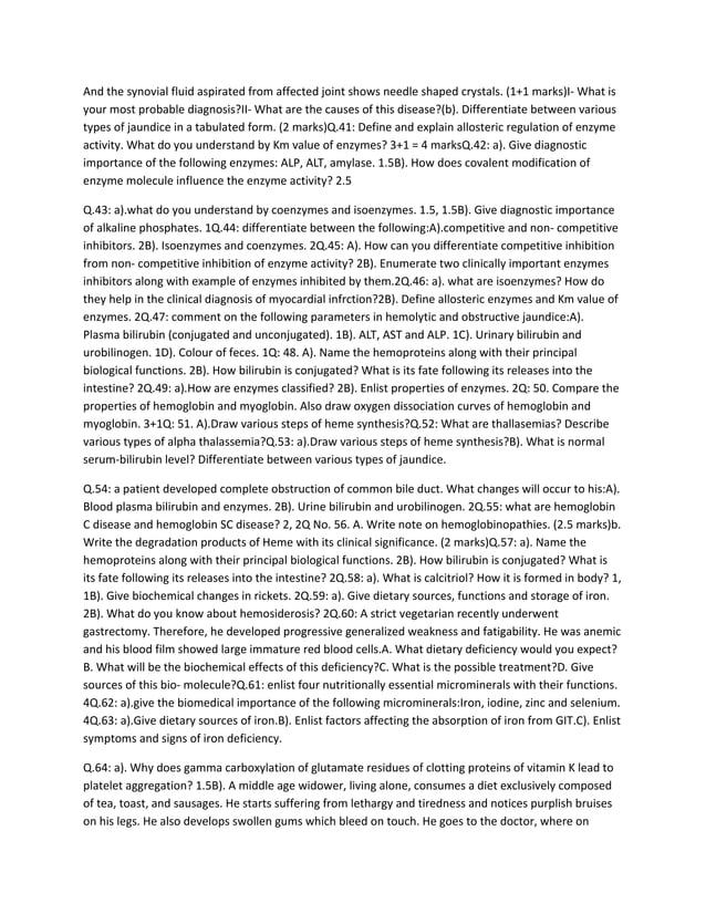 70 important se qs of biochemistry for 1 st year | RTF