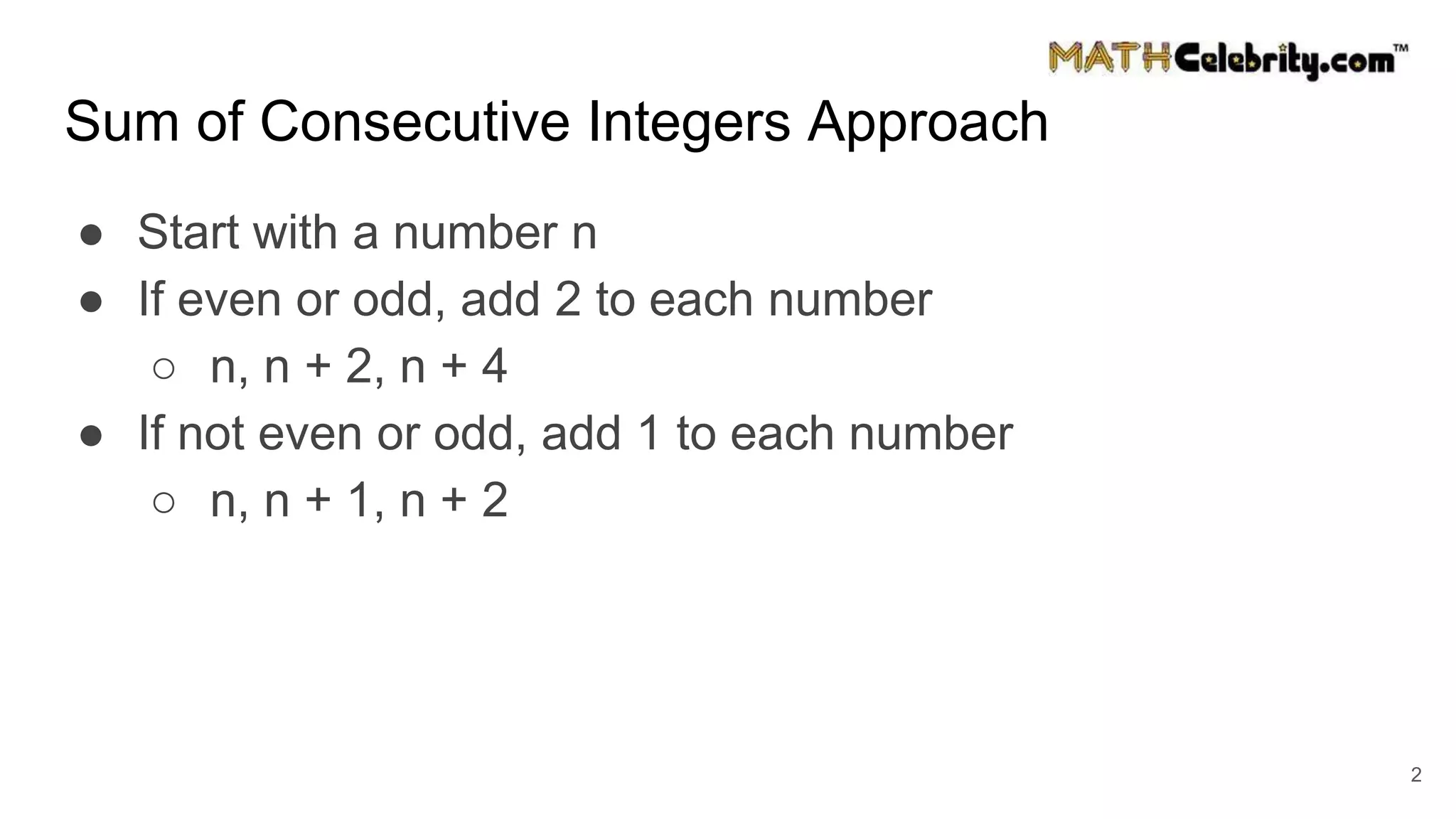 Sum of consecutive integers | PPTX