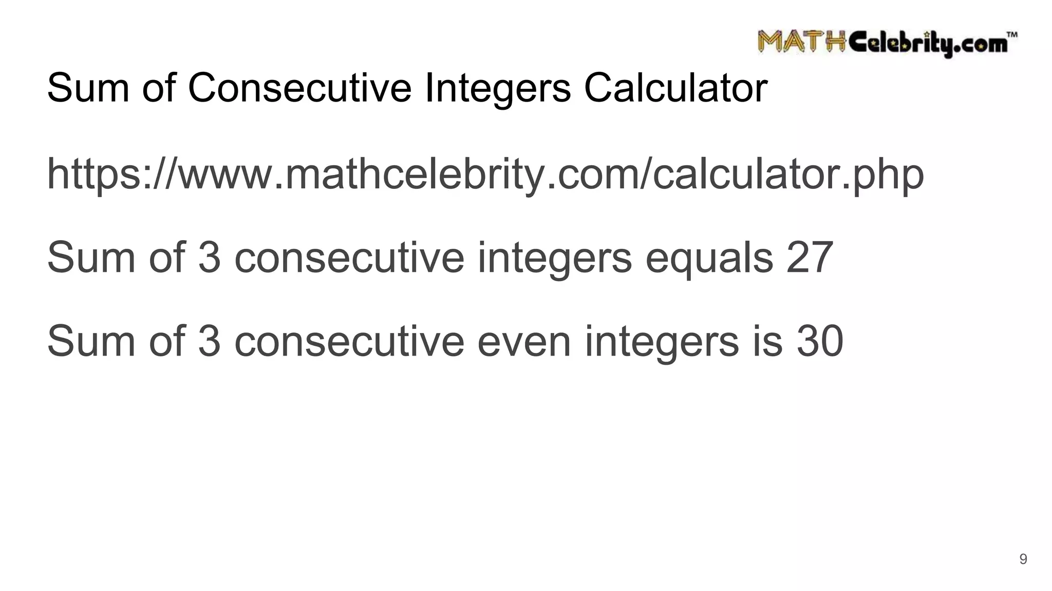 Sum of consecutive integers | PPTX