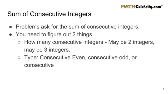 Sum of consecutive integers | PPTX