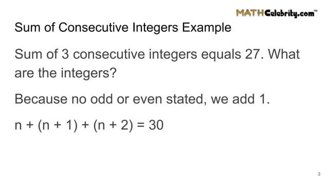 Sum of consecutive integers | PPTX