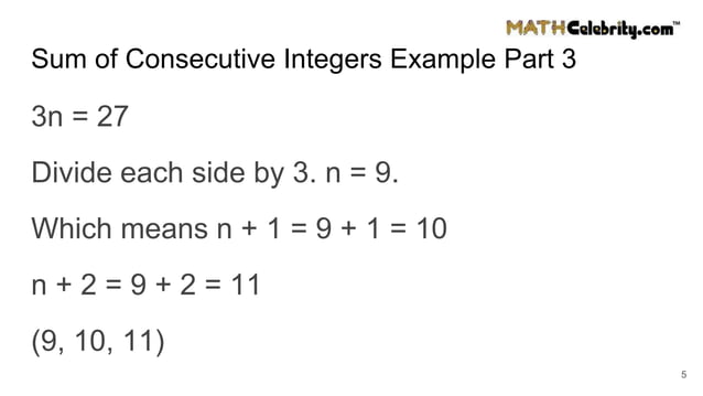 Sum of consecutive integers | PPTX
