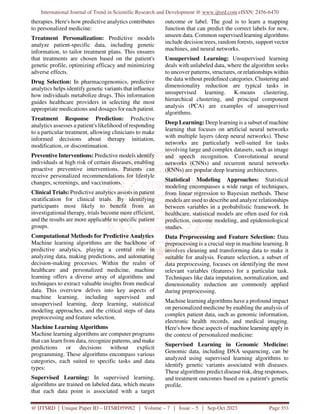 Personalized Medicine and Predictive Analytics A Review of Computational Methods | PDF