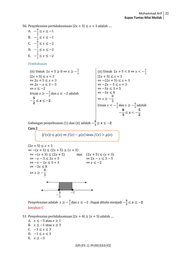 70 soal dan pembahasan persamaan dan pertidaksamaan nilai mutlak | PDF