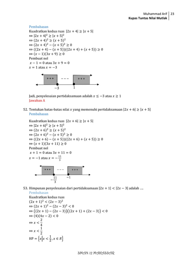 70 soal dan pembahasan persamaan dan pertidaksamaan nilai mutlak | PDF