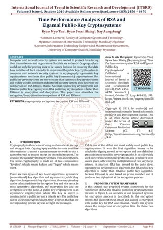 Time Performance Analysis of RSA and Elgamal Public Key Cryptosystems | PDF