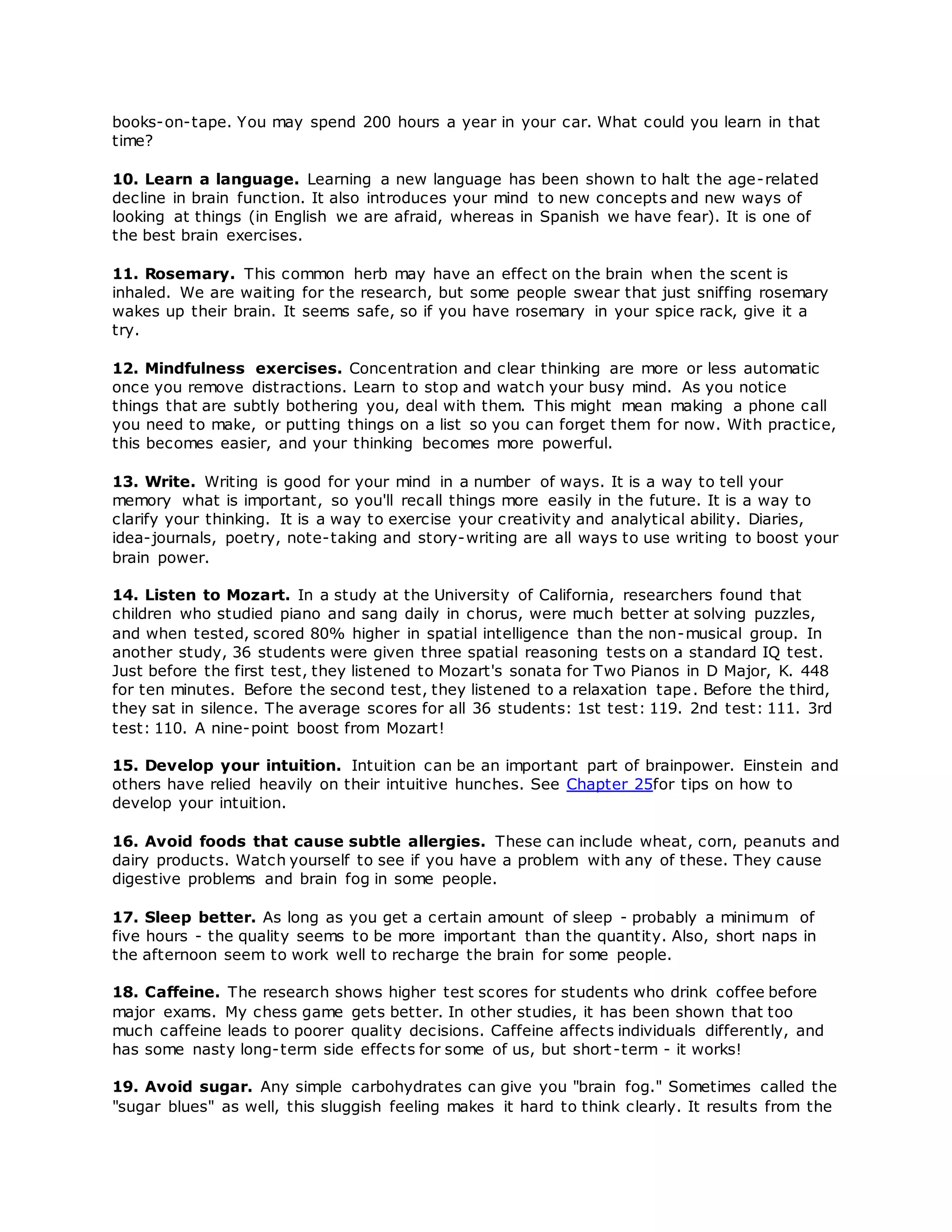 70 ways to improve brain power | DOCX