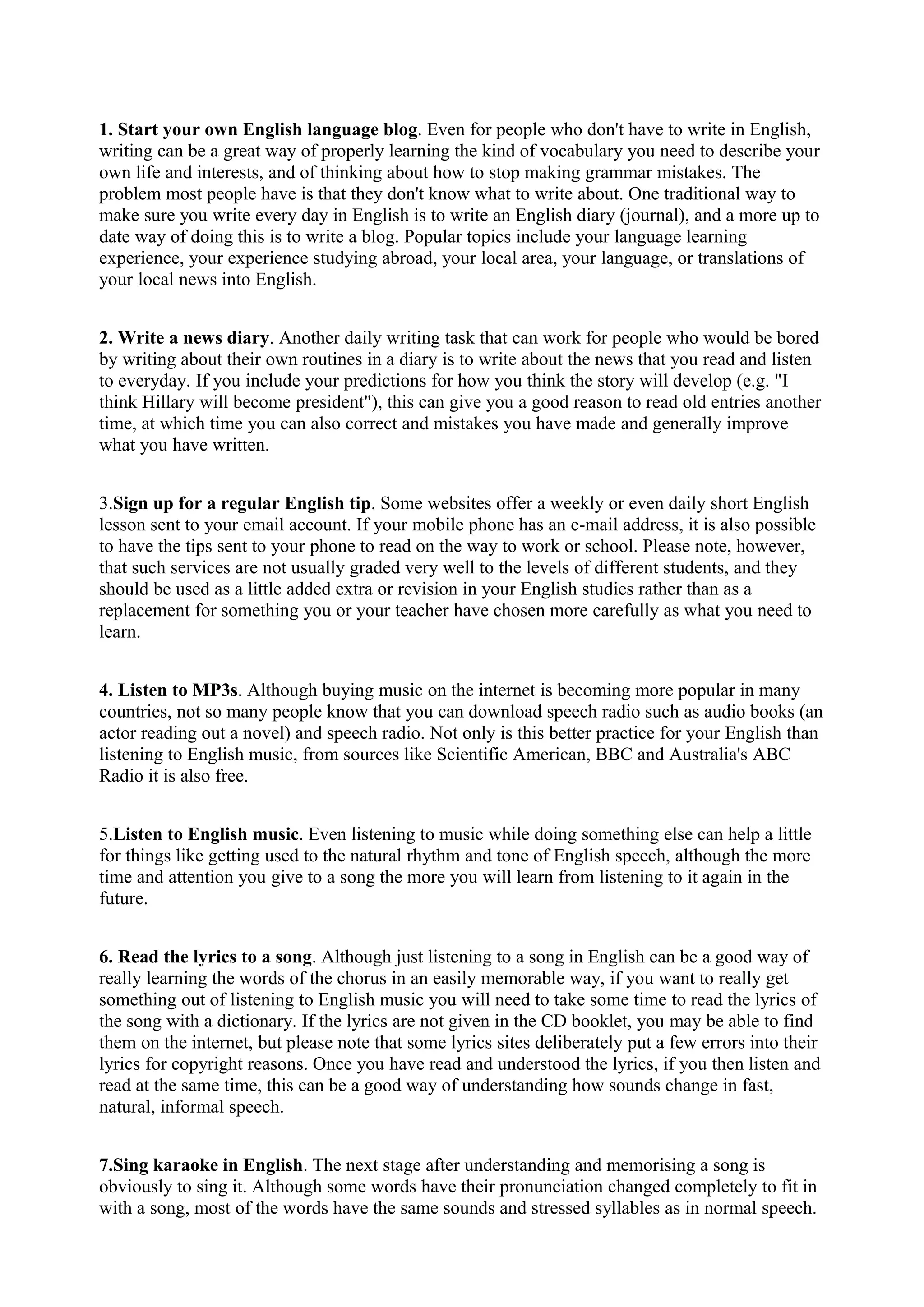 70 ways to improve your english | PDF