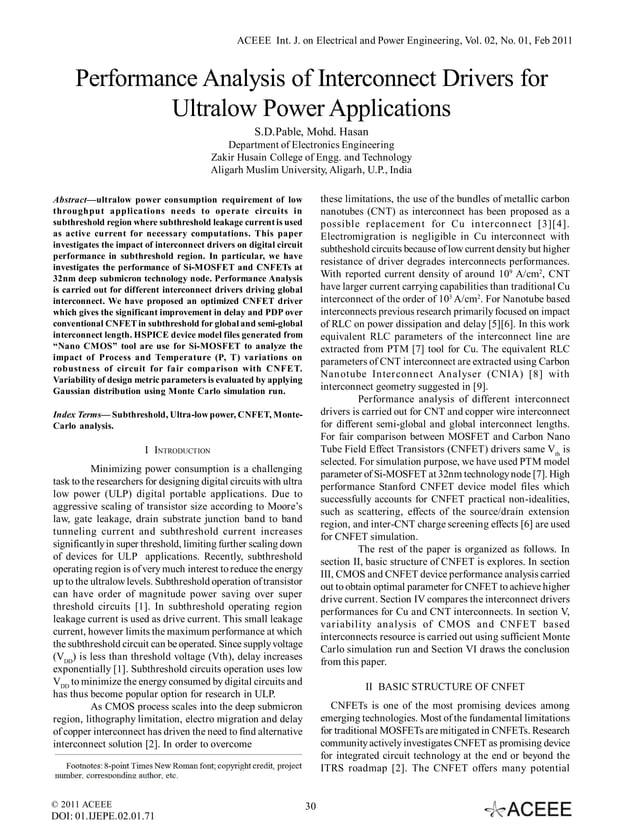 Performance Analysis Of Interconnect Drivers For Ultralow Power Applications Pdf