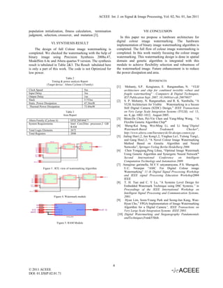 Hardware Implementation of Genetic Algorithm Based Digital Colour Image Watermarking | PDF