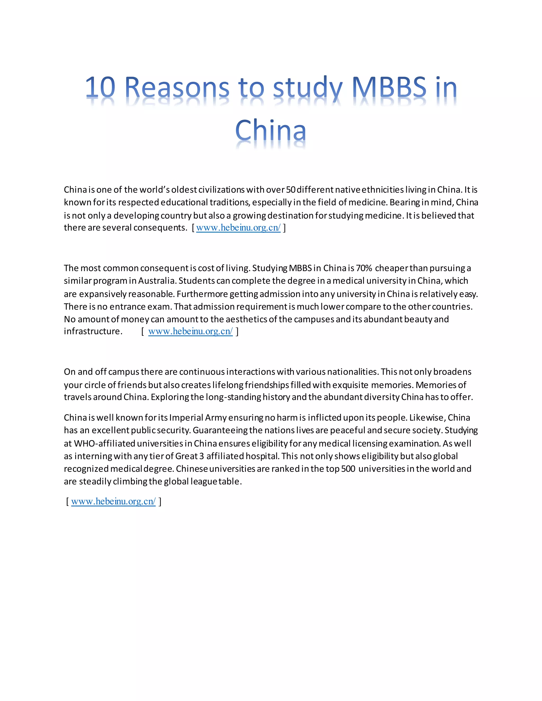 71. top 10 reasons to study in china | PDF
