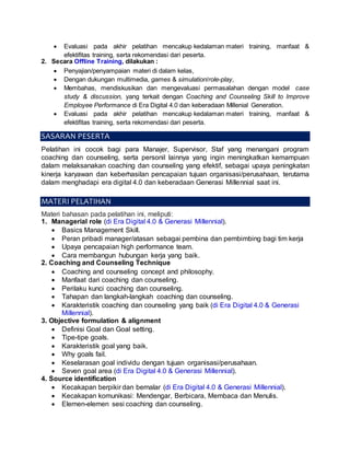 (2022) Silabus Training "Effective COACHING and COUNSELING SKILL"_to Improve Employee ...