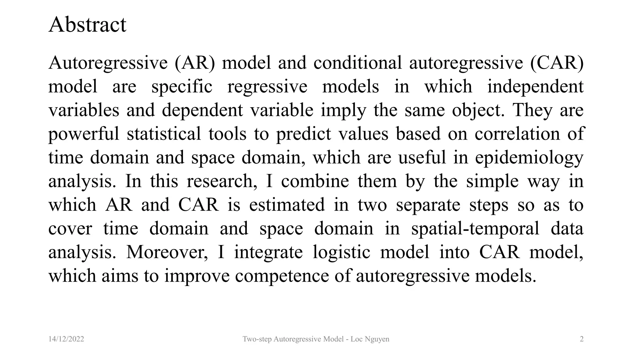 A Proposal of Two-step Autoregressive Model | PPTX