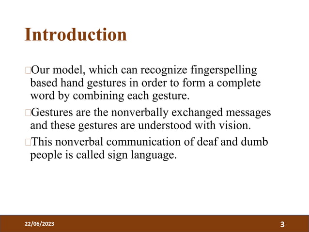 Real time conversion of sign language to text and speech presentation | PDF