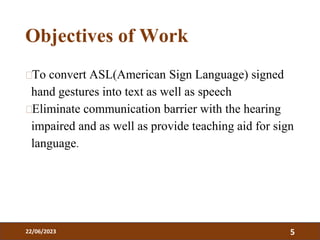 Real time conversion of sign language to text and speech presentation | PDF