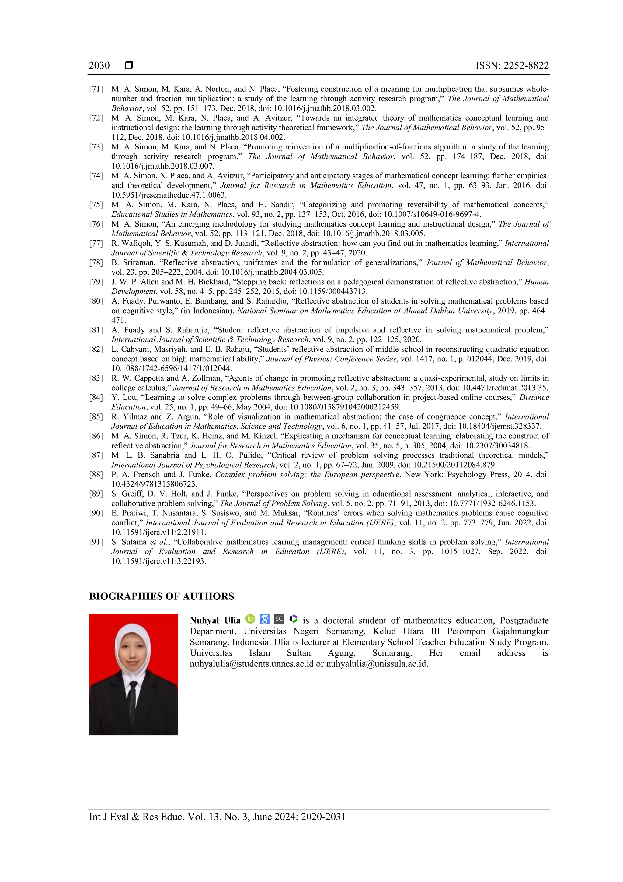 The relation of complex problem solving with reflective abstraction: a ...