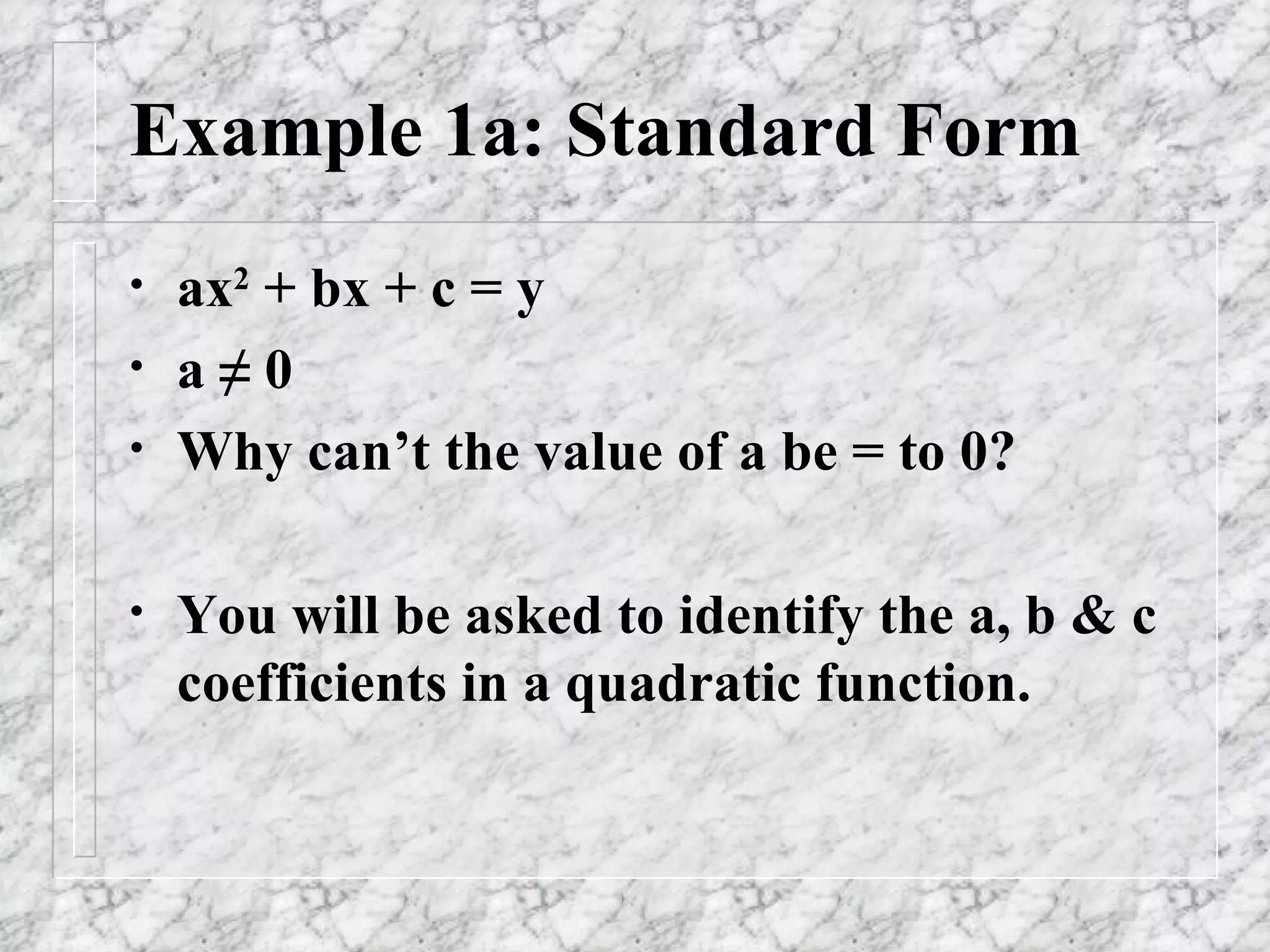 7-1 Exploring Quadratic Functions | PPT