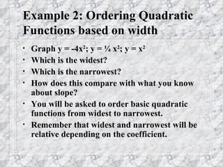 7-1 Exploring Quadratic Functions | PPT