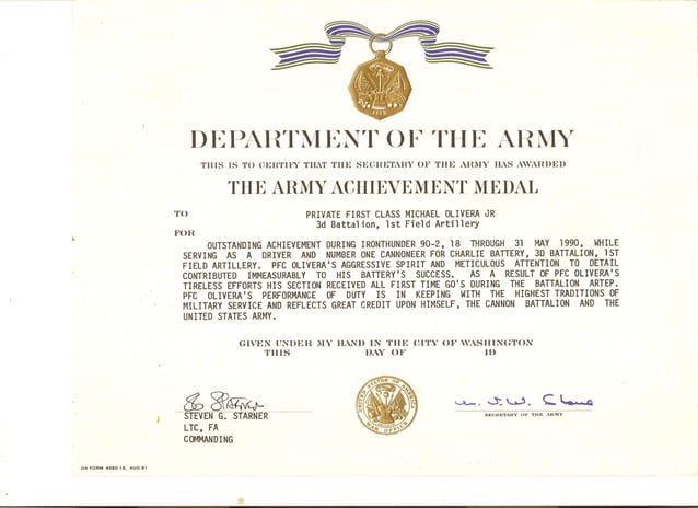 US Army Awards and Certificates | PPT