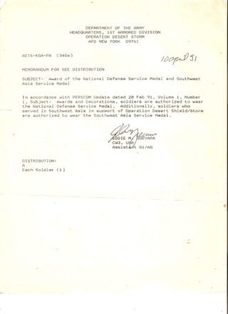 US Army Awards and Certificates | PPT